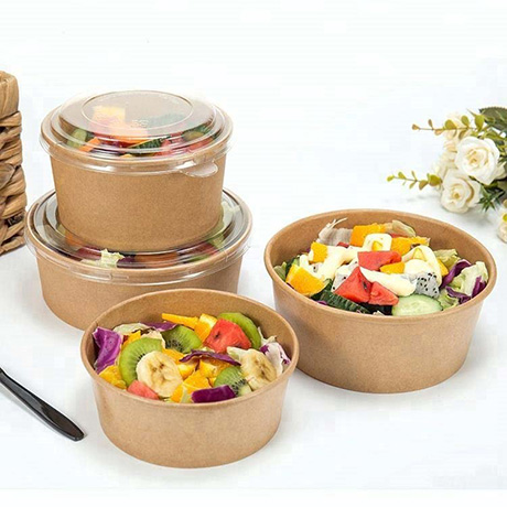 Disposable custom printed kraft paper salad bowl kraft paper salad box ...