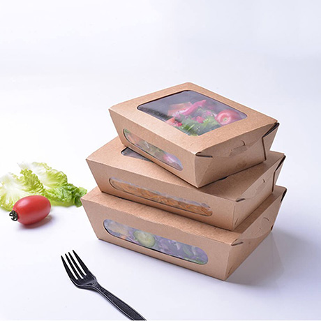 Customized Factory made disposable kraft salad PLA coated paper salad ...